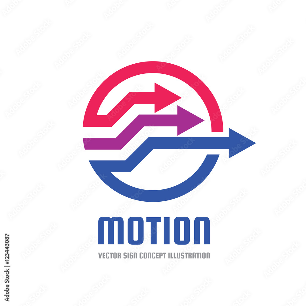 Motion - vector logo template concept illustration. Three arrows in ...