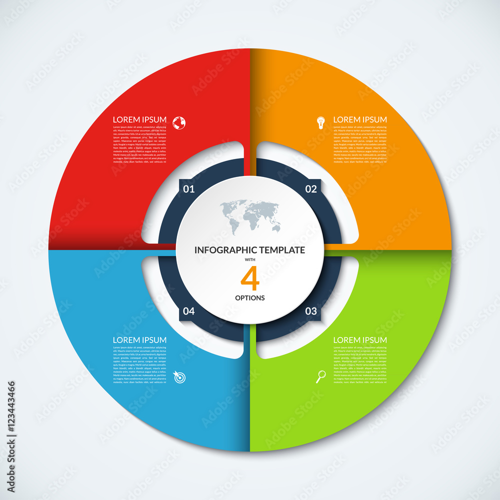 Circle infographic template. Vector layout with 4 options. Can be used ...