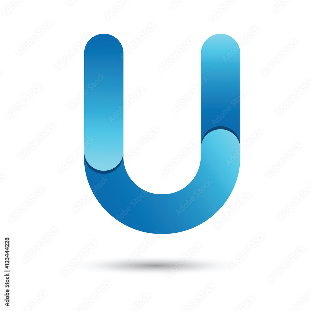 U font vector with blue color on White background, Futuristic fo Stock ...