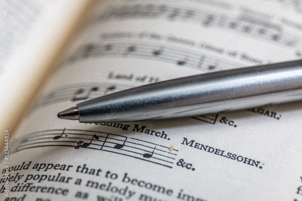 music notes and a pen Stock Photo | Adobe Stock