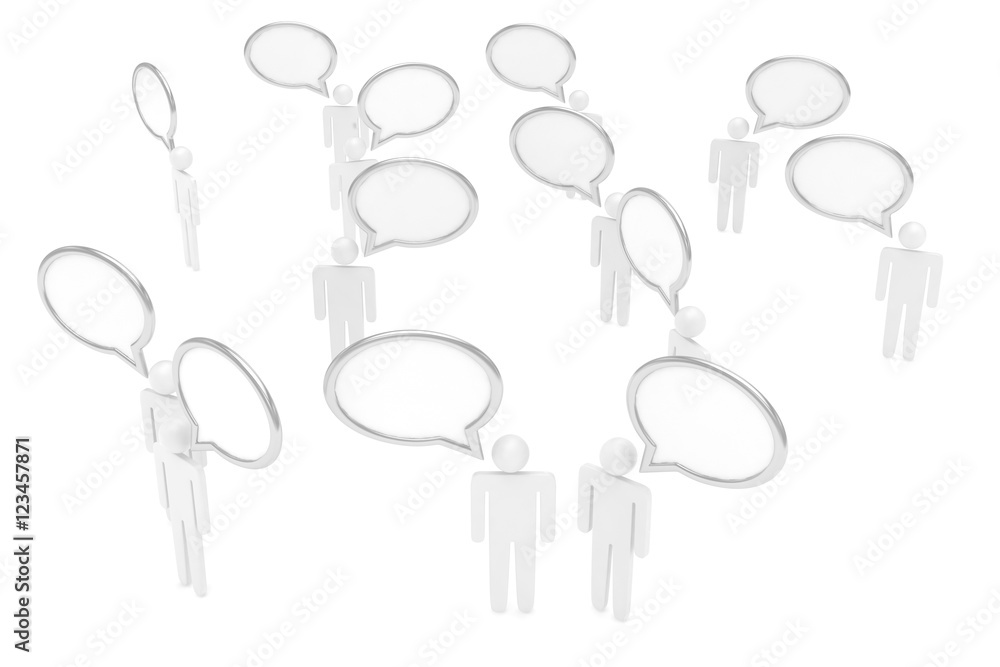 people with talk bubbles isolated over a white background. 3d rendering ...