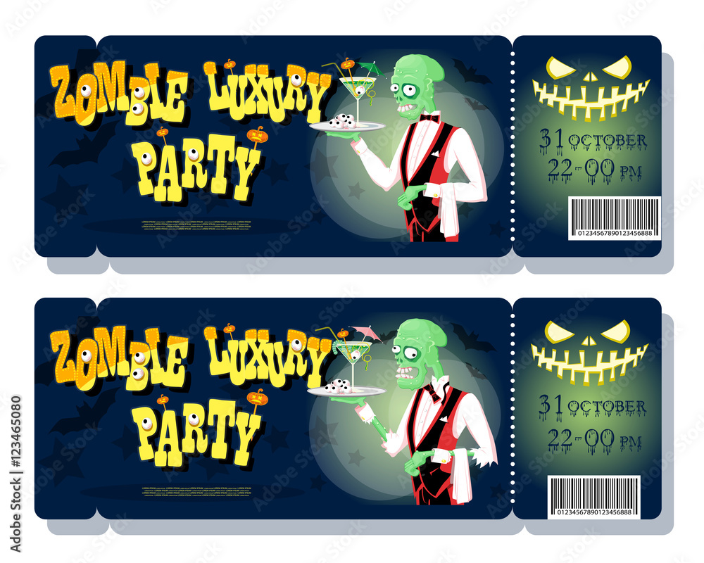 Set of banners for halloween holiday party with cute elegant zombie ...
