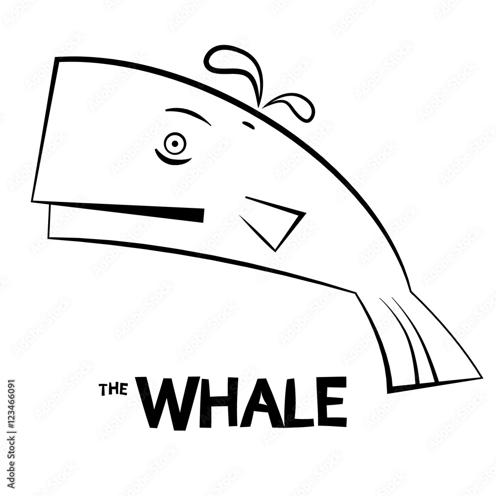 Whale - Outline Fish Isolated on White Background Stock Vector | Adobe ...