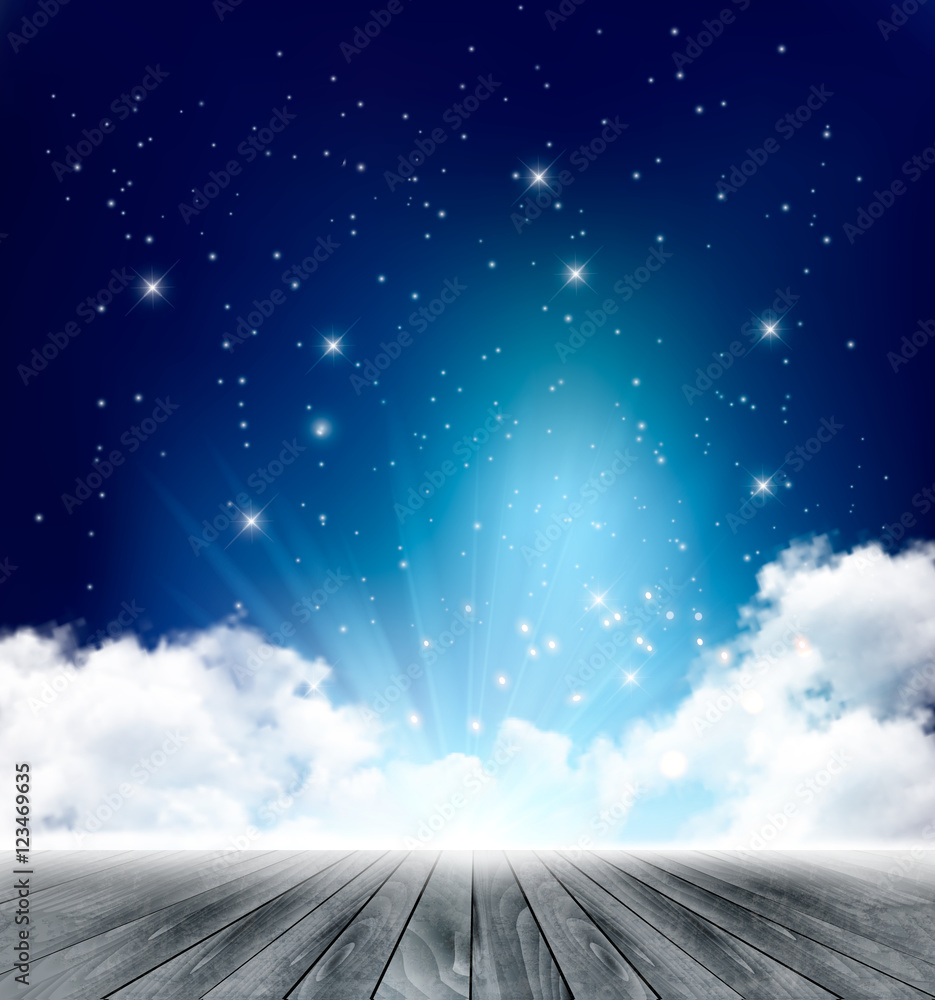 Beautiful magical night background with moon and stars. Vector. Stock ...