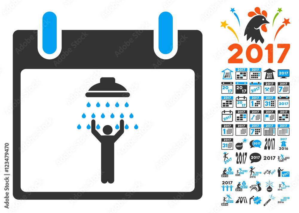 Man Shower Calendar Day icon with bonus calendar and time management ...