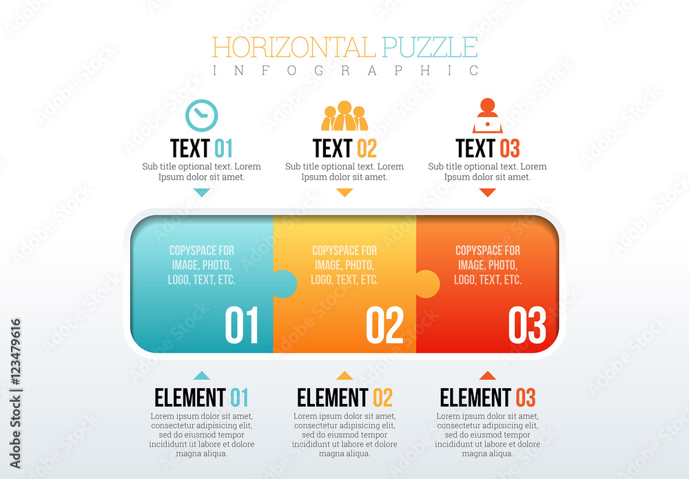 Horizontal Puzzle Piece Infographic Stock Template | Adobe Stock