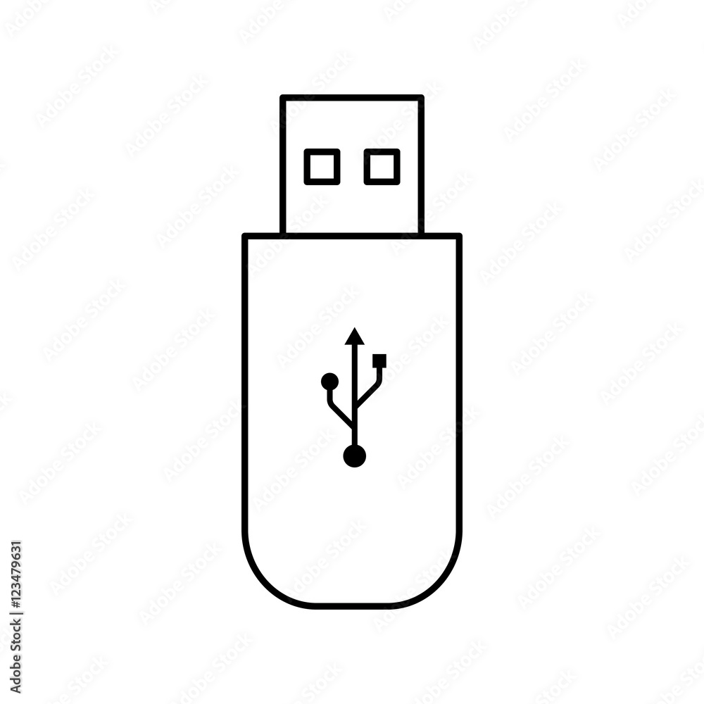 usb flash drive outline icon on white background Stock-Vektorgrafik ...