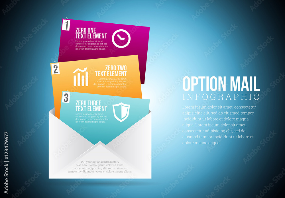 Stacked Notes and Envelope Element Infographic Stock Template | Adobe Stock