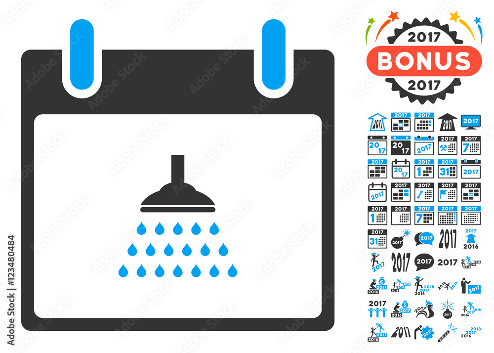 Shower Calendar Day icon with bonus calendar and time management clip ...