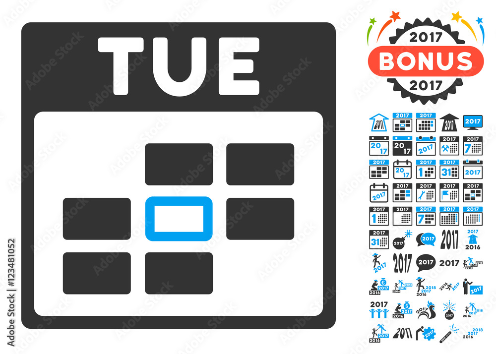 Tuesday Calendar Grid icon with bonus calendar and time management ...
