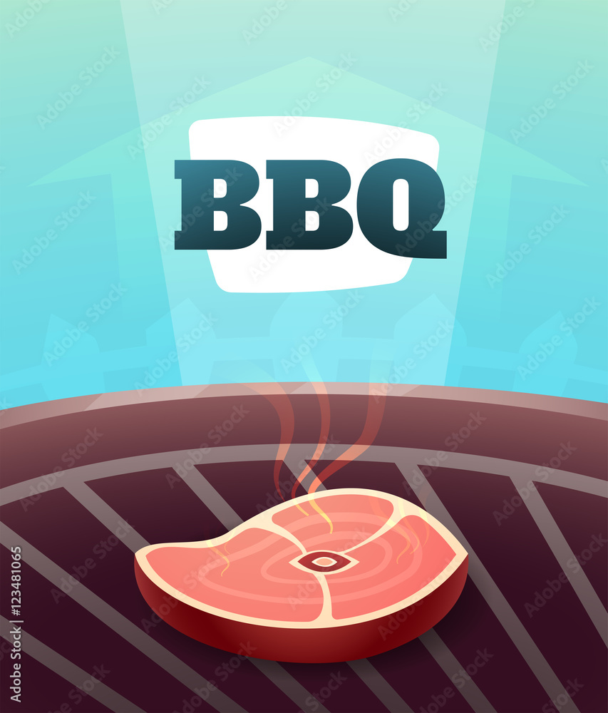 Barbecue BBQ Party invitation card, illustration poster background in ...