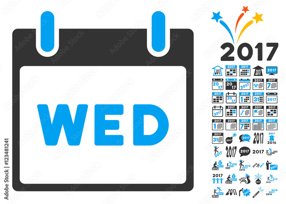 Wednesday Calendar Page pictograph with bonus calendar and time ...