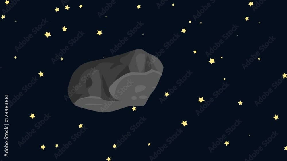 Animated Cartoon Meteorite Flying and Hovering in Space Stock Video ...