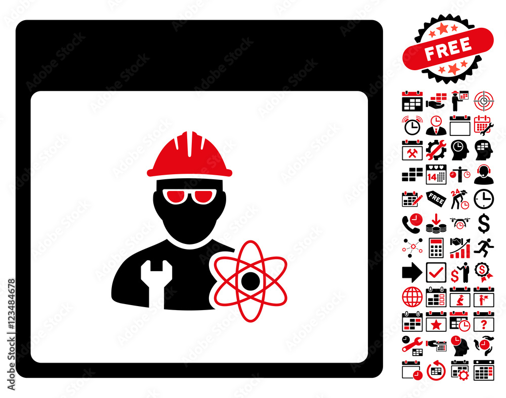 Atomic Engineer Calendar Page pictograph with bonus calendar and time ...