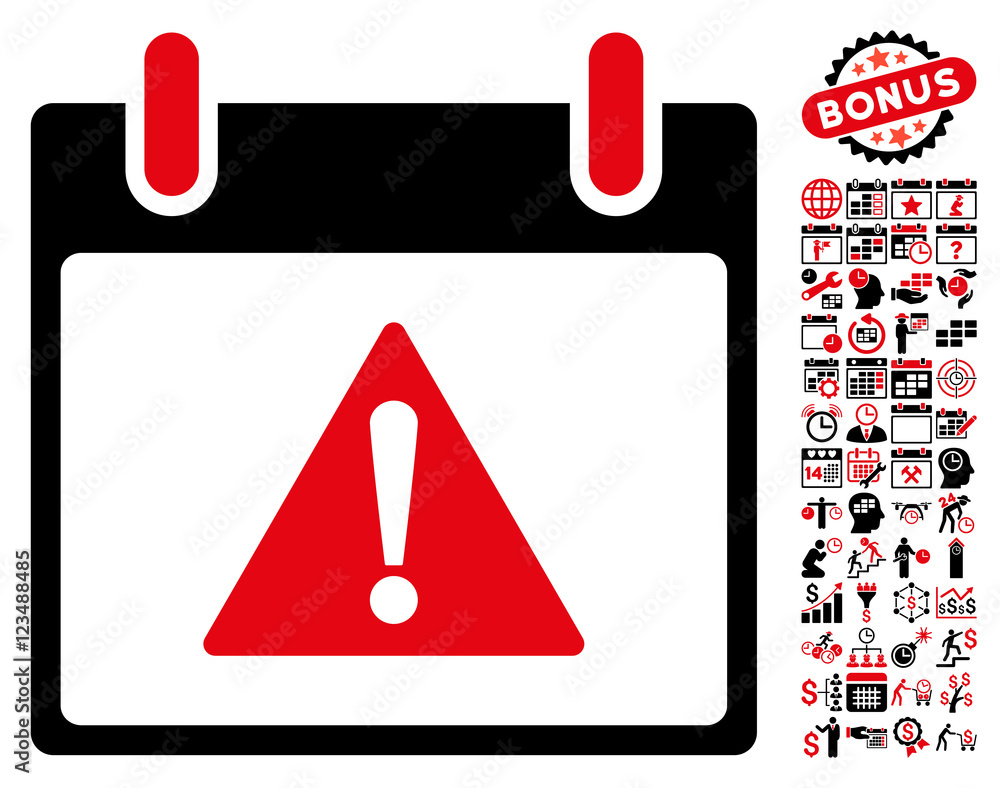 Warning Calendar Day icon with bonus calendar and time management ...