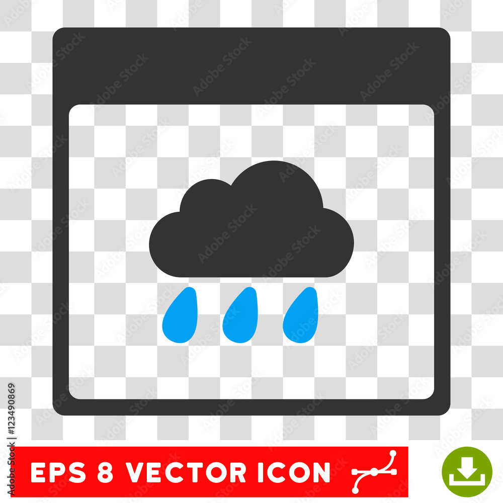 Vector Rain Cloud Calendar Page EPS vector icon. Illustration style is ...