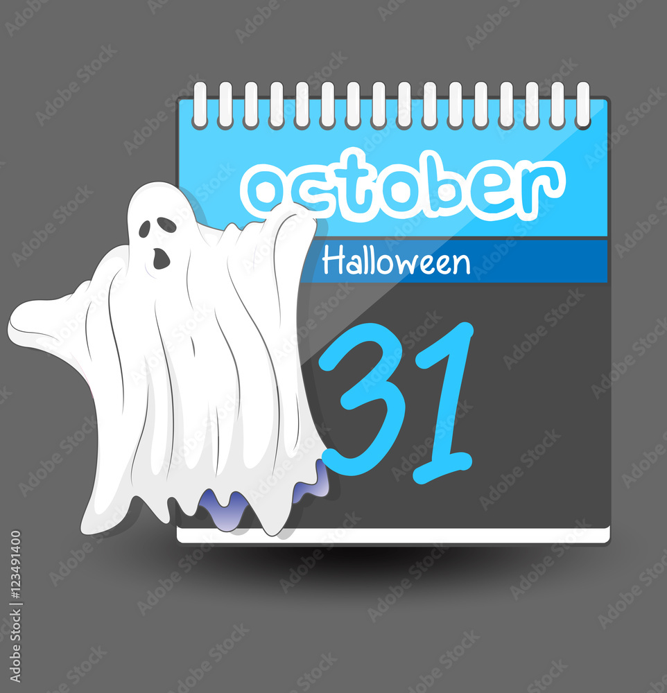 Halloween Ghost - Calendar Vector Stock Vector | Adobe Stock