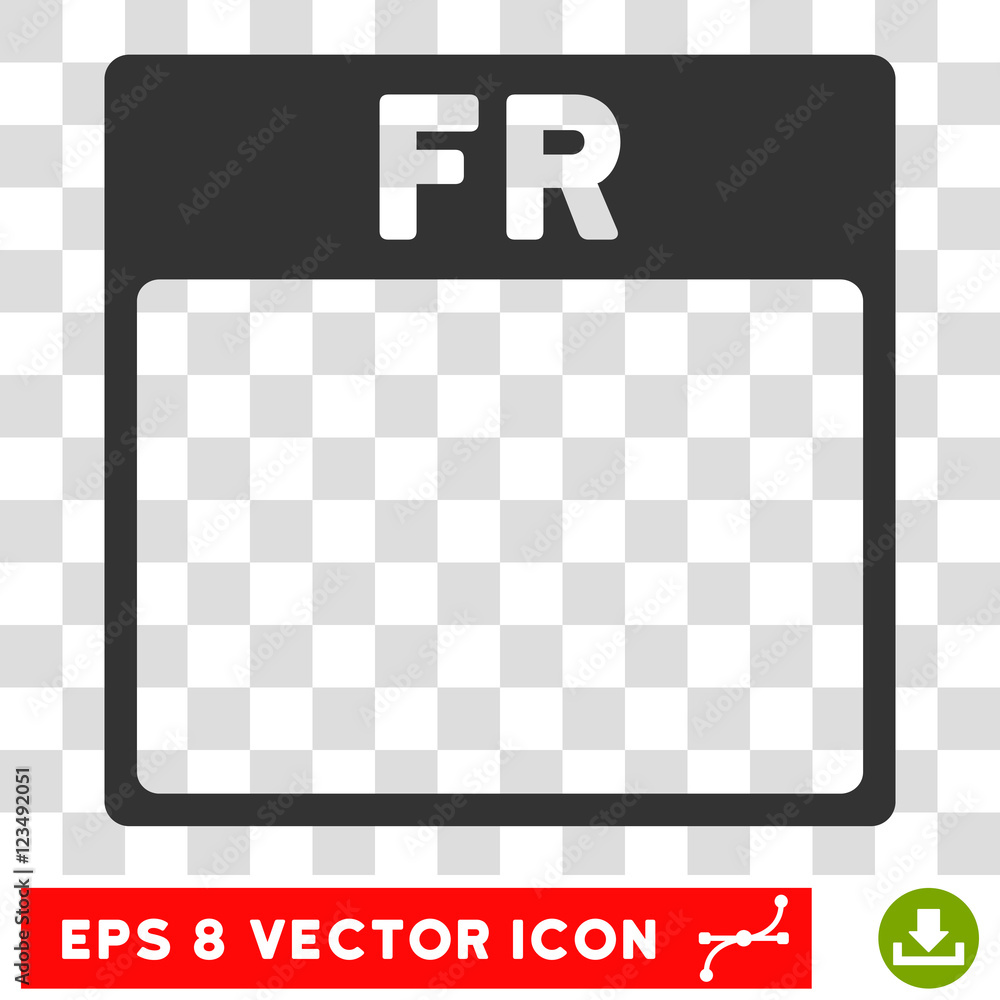 Vector Friday Calendar Page EPS vector icon. Illustration style is flat ...