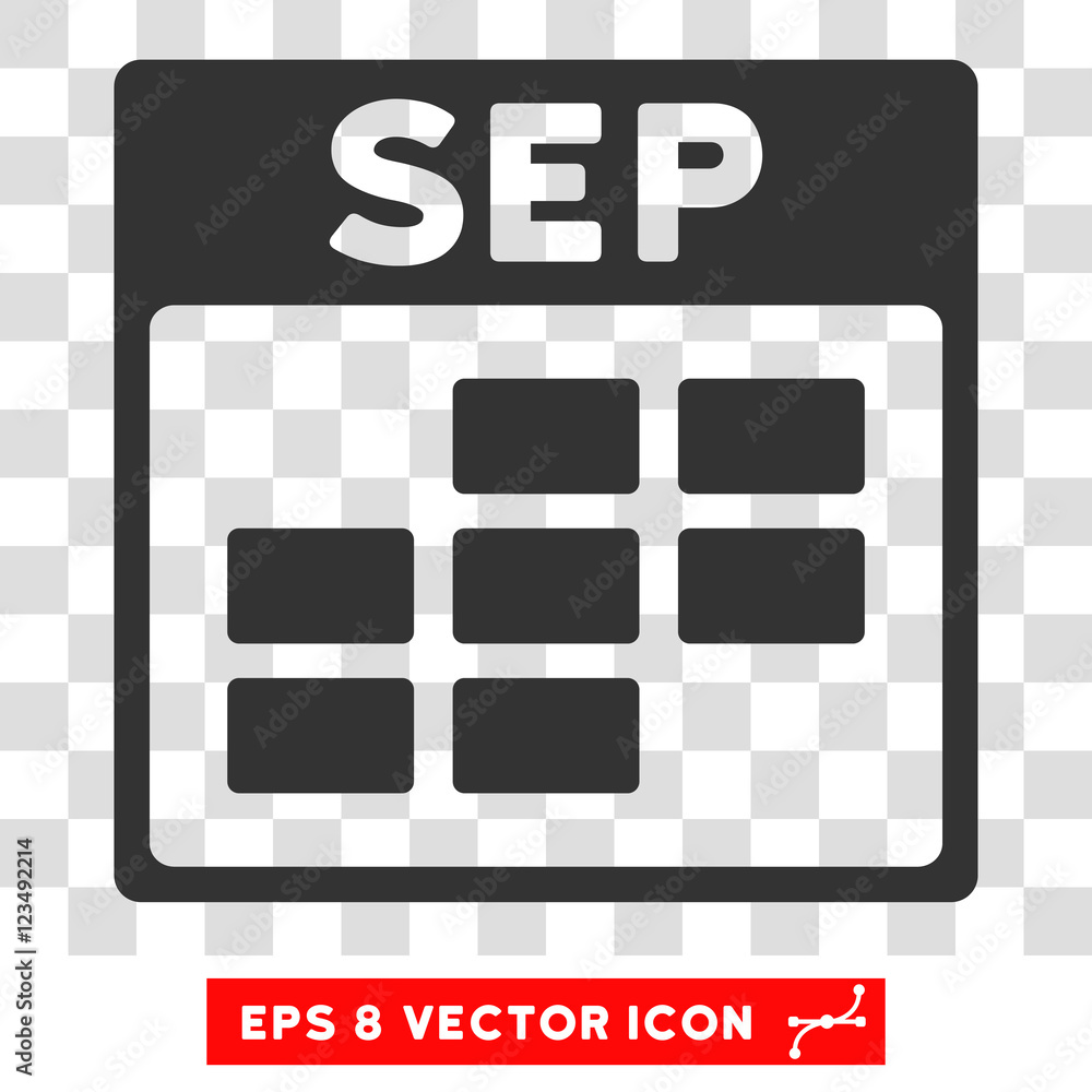 Vector September Calendar Grid EPS vector icon. Illustration style is ...