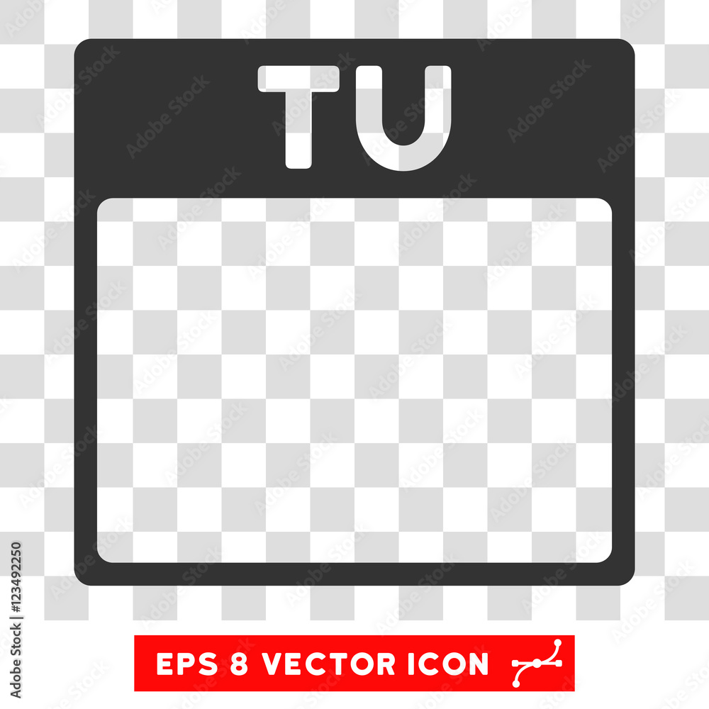 Vector Tuesday Calendar Page EPS vector icon. Illustration style is ...