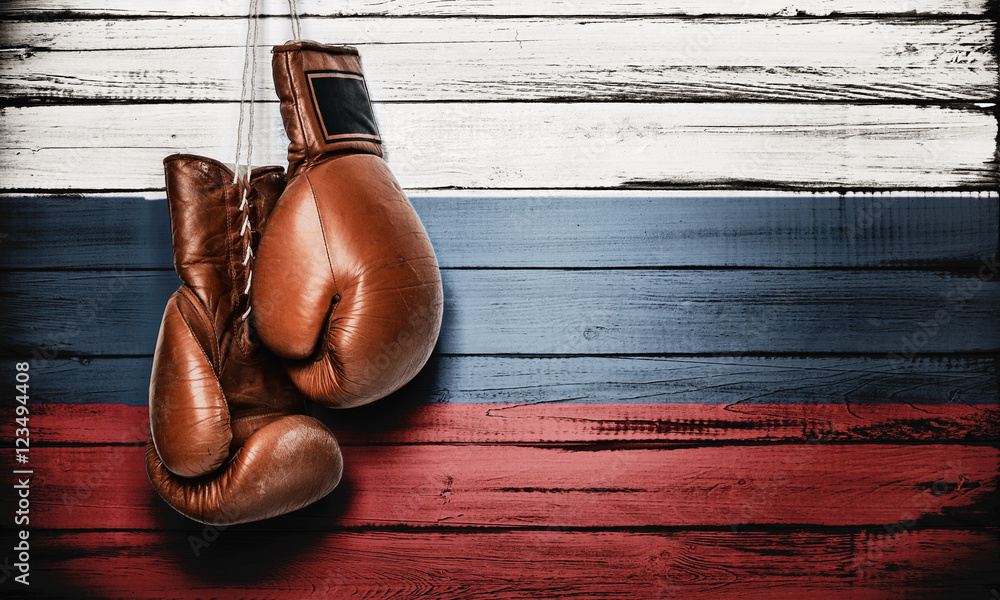 Russian flag and boxing gloves Stock Photo | Adobe Stock