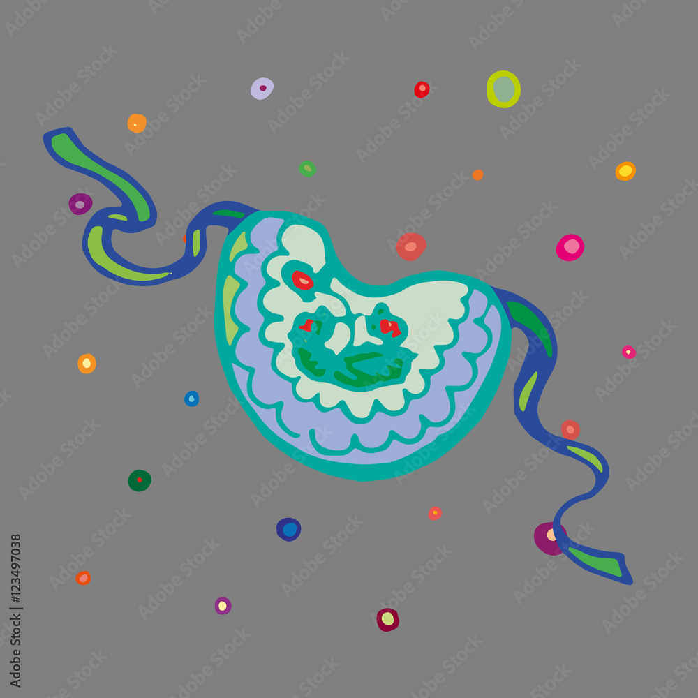 Children style drawing of bib. Blue baby bib with berry design. Vector ...