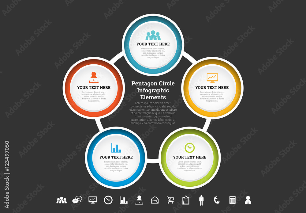 Linked Circle Cluster Infographic 1 Stock Template | Adobe Stock