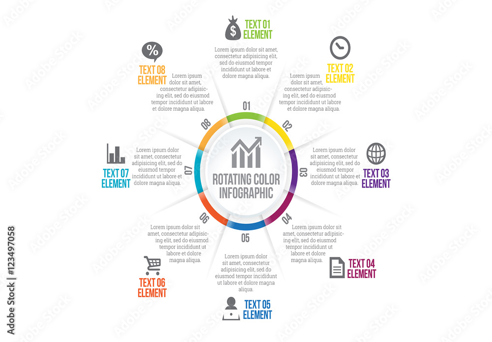 Multicolored Eight Section Circle Infographic Stock Template | Adobe Stock