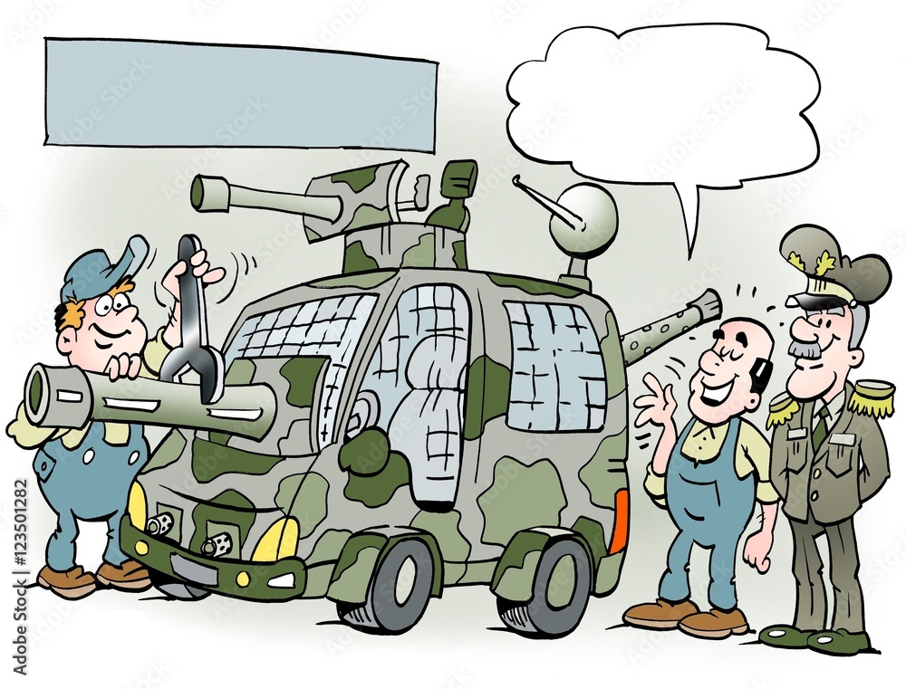 Cartoon illustration of a general with his new safty car Stock ...