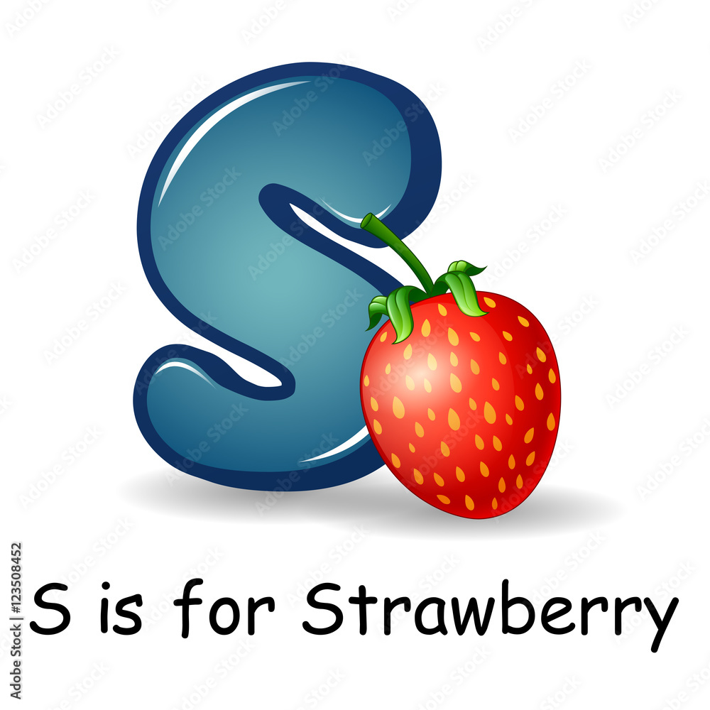 Fruit alphabet: S is for Strawberry Stock Vector | Adobe Stock