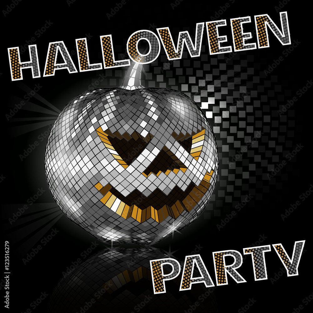 Halloween disco ball on black. Party Stock Vector | Adobe Stock