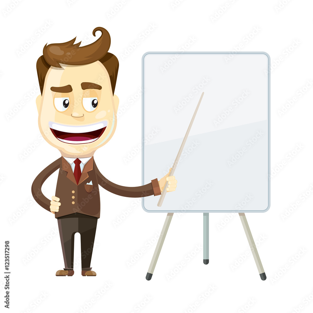 funny cartoon businessman presenting or showing something Stock Vector ...