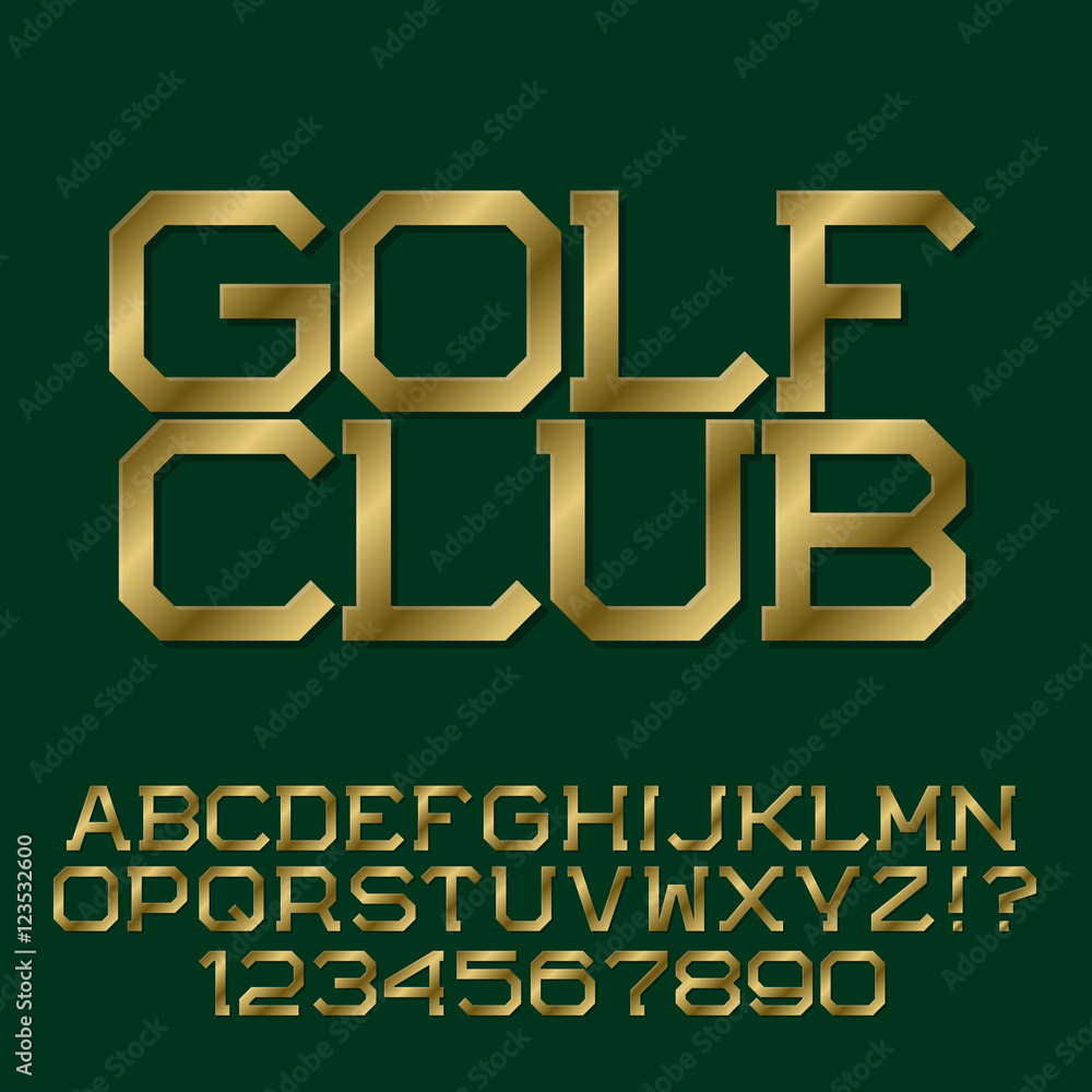 Golden angular letters. Stylish presentable font. Isolated english ...