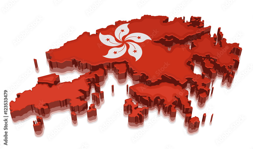 Map of Hong Kong. 3d render Image. Image with clipping path Stock ...