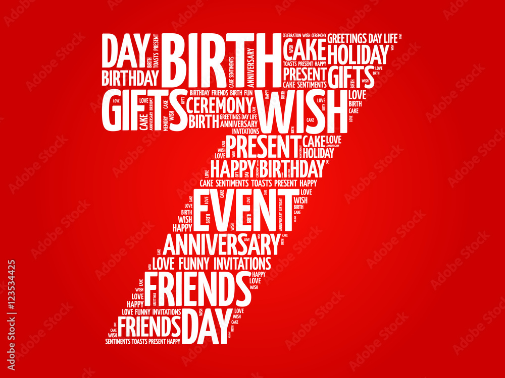 Happy 7th birthday word cloud collage concept Stock Vector | Adobe Stock