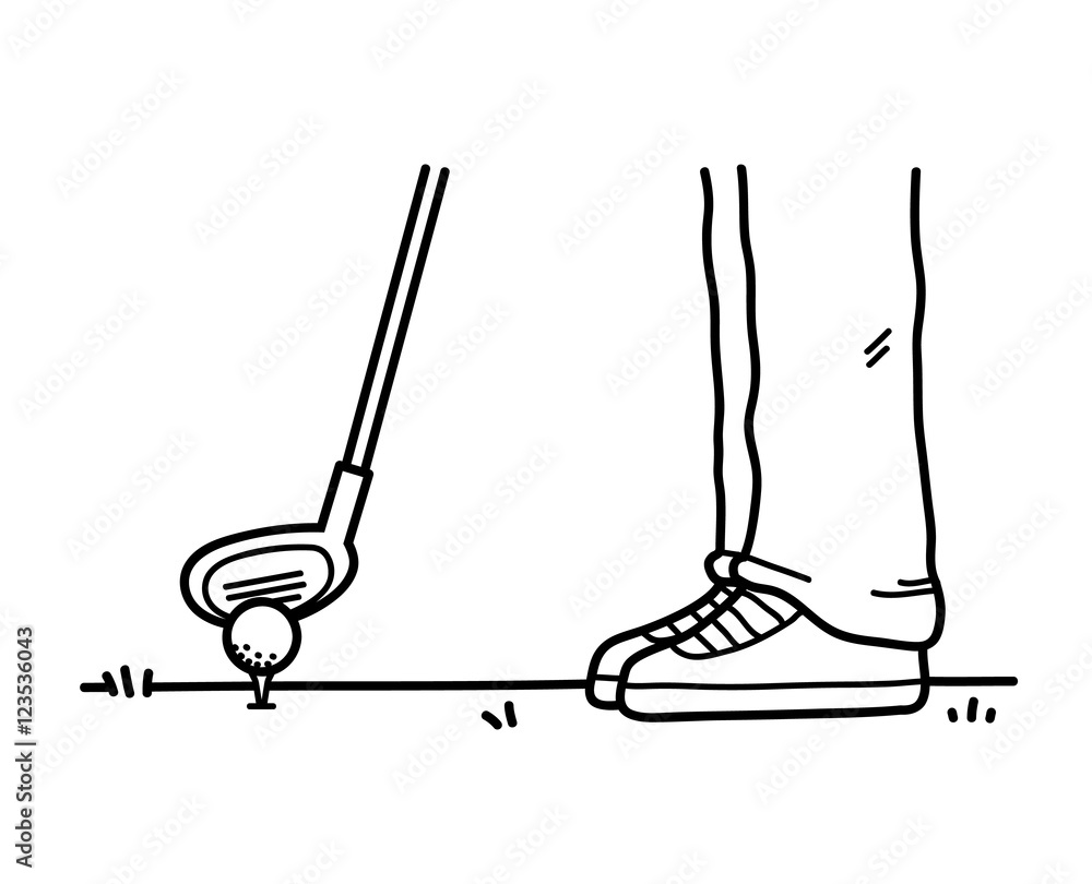 Playing Golf Doodle. A hand drawn vector doodle illustration of someone ...