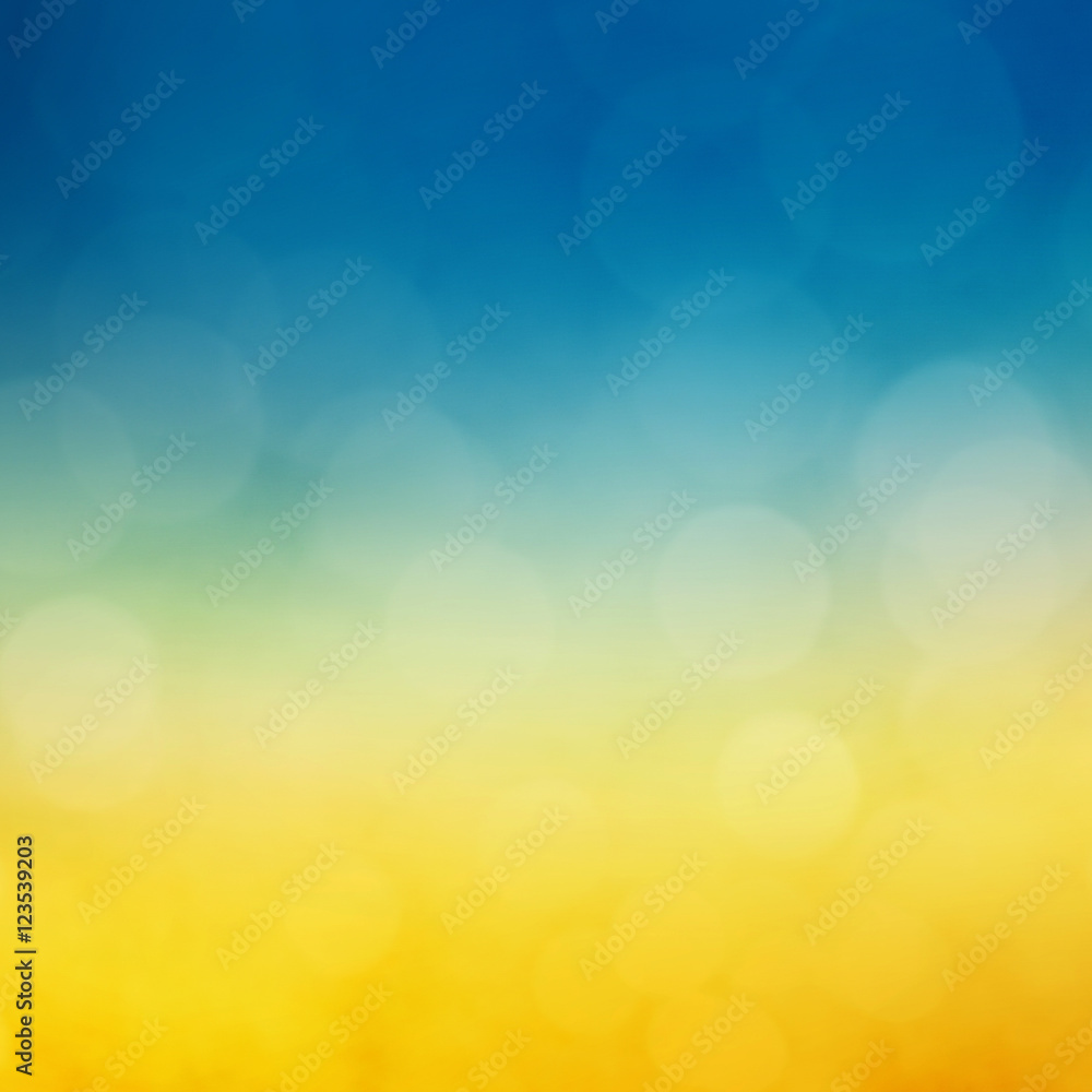 Summer background, Blue and yellow background with bokeh lights, Stock ...