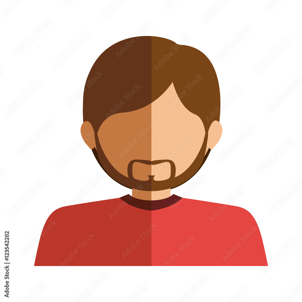 half body man half brunette and caucasian with beard vector ...