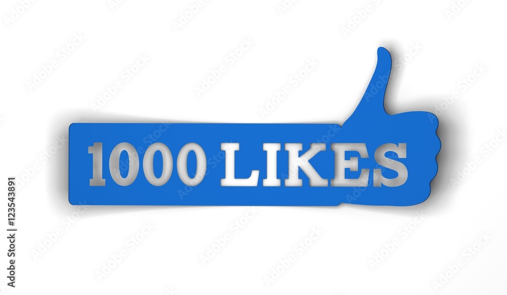 1000 likes thumbs up social media banner Stock Illustration | Adobe Stock