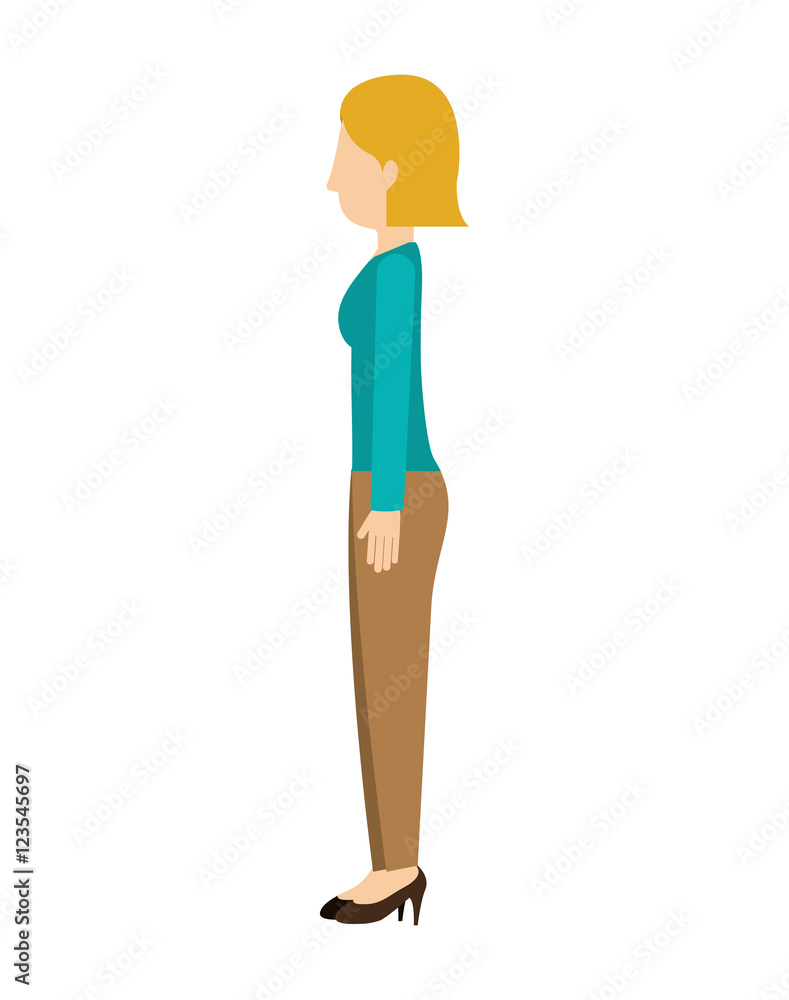 woman thin standing with left profile blond vector illustration Stock ...