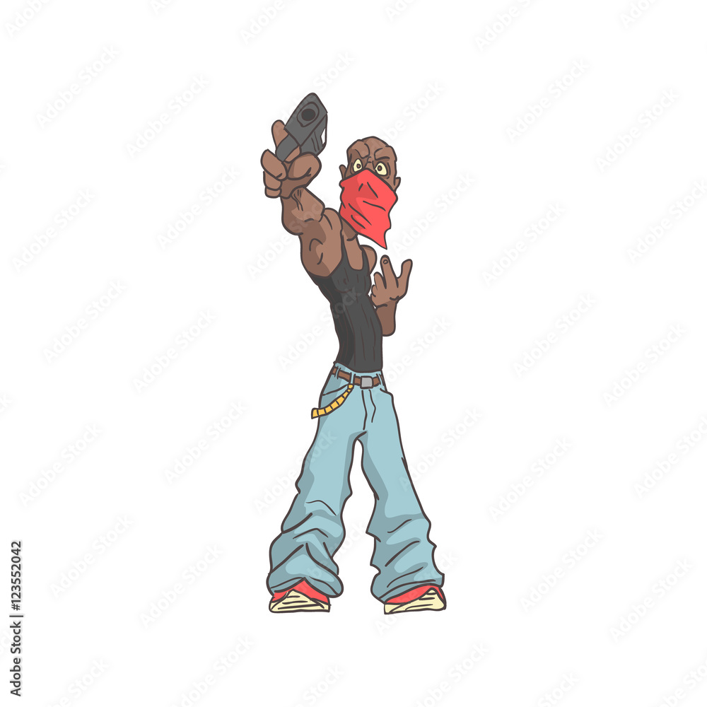 Gang Member Dangerous Criminal Outlined Comics Style Illustration Stock ...