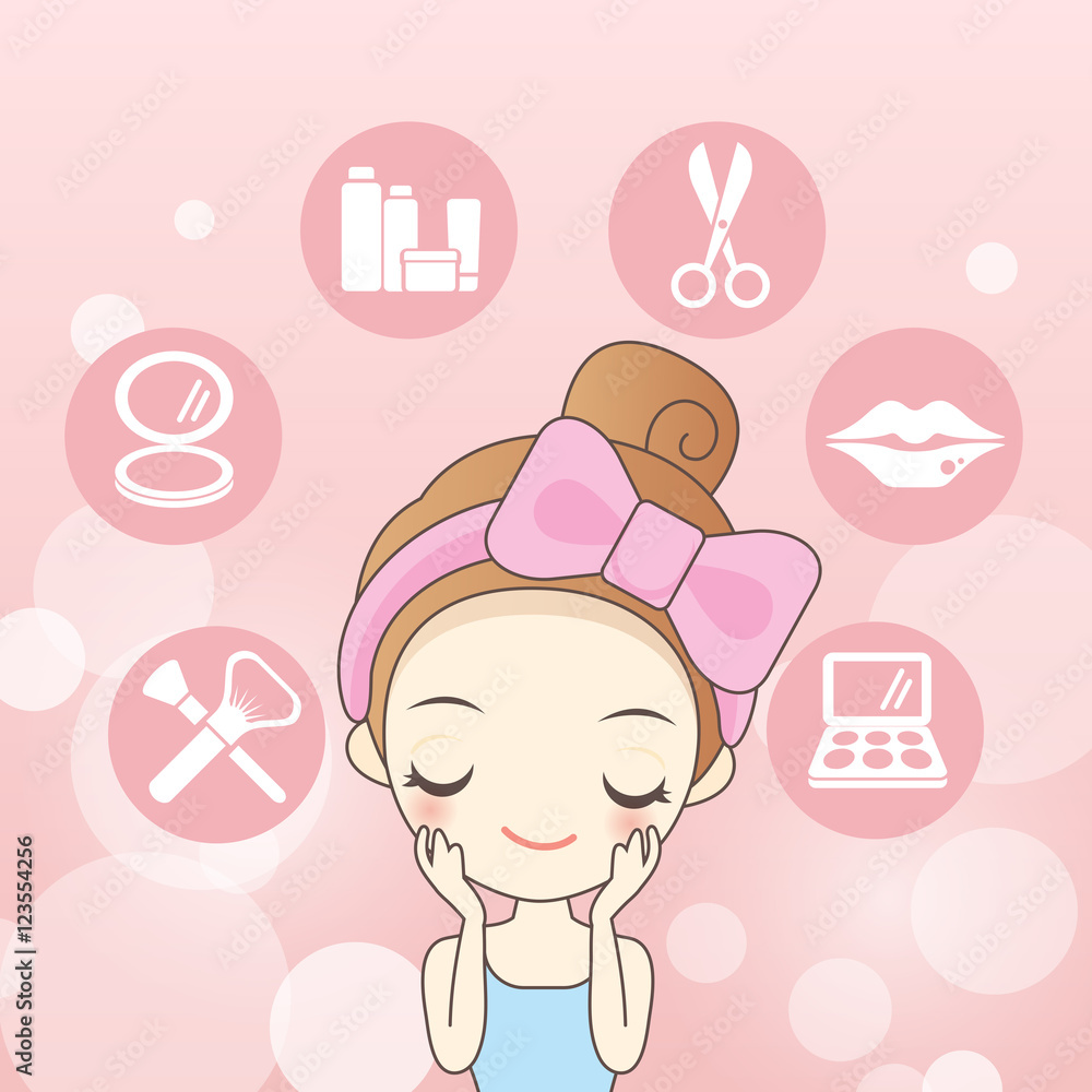 cartoon skin care woman Stock Vector | Adobe Stock