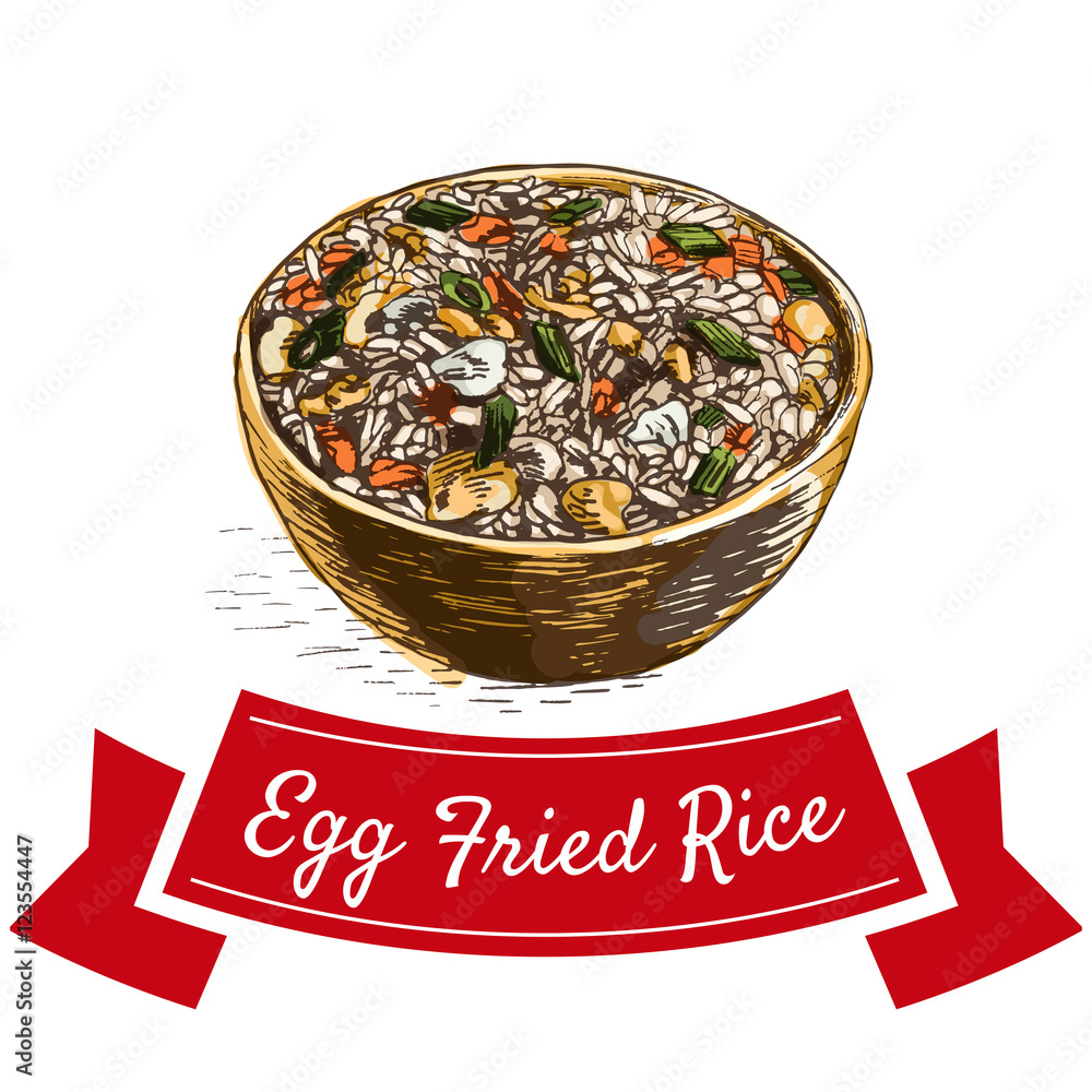 Egg fried rice colorful illustration. Stock Vector | Adobe Stock