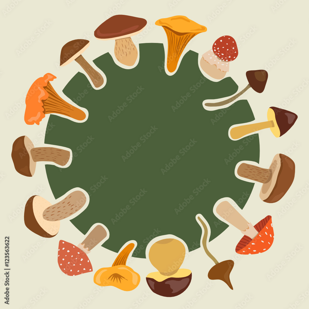 mushrooms set. poster Stock Vector | Adobe Stock