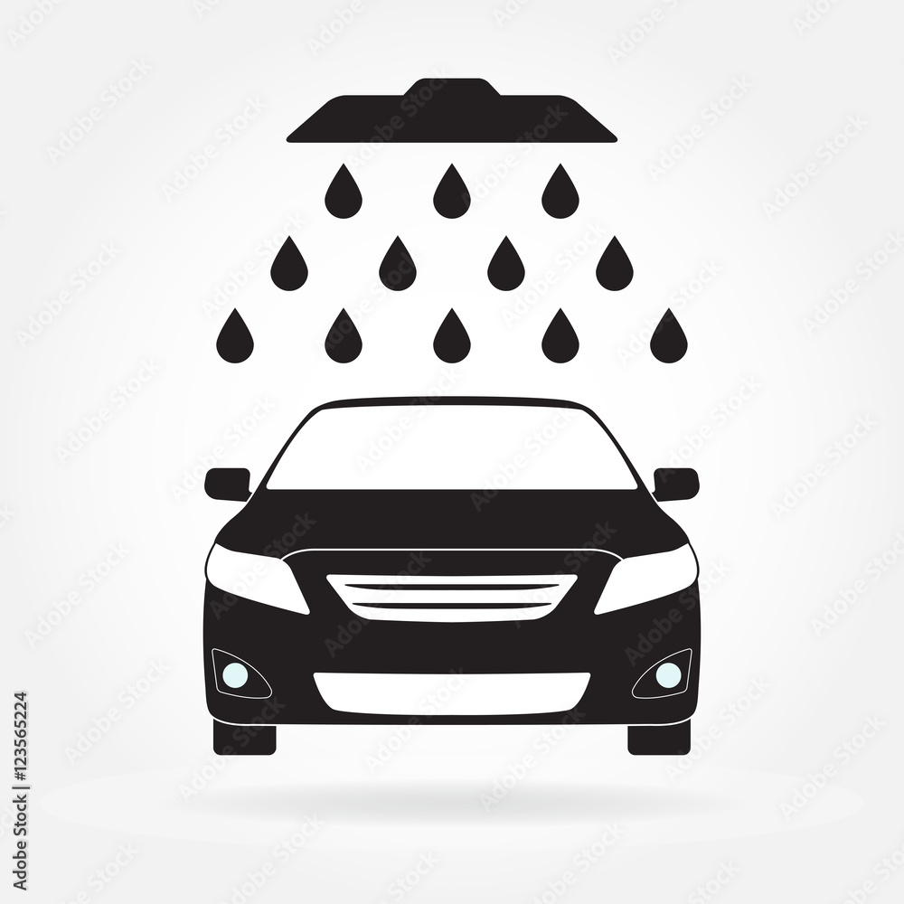 Car wash icon or sign with shower and water drops. Vector illustration ...
