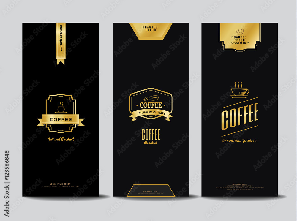 Packaging design for a coffee, Collection of design elements,labels ...