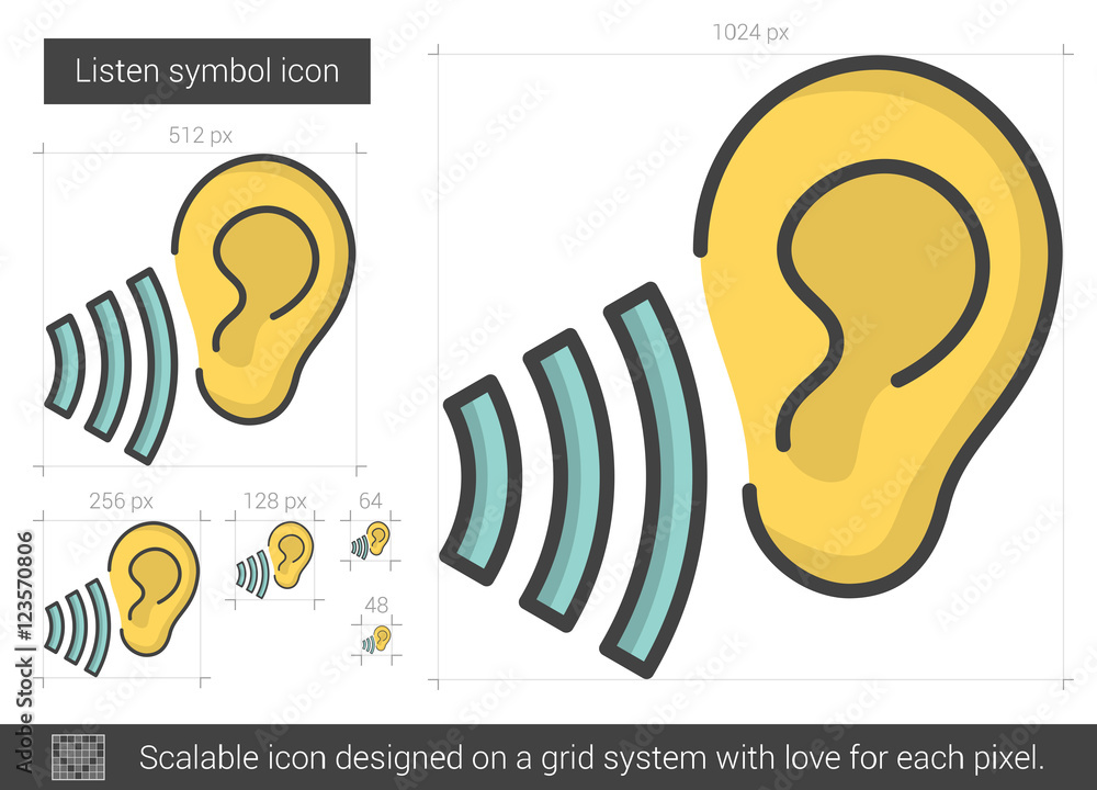 Listen symbol line icon. Stock Vector | Adobe Stock