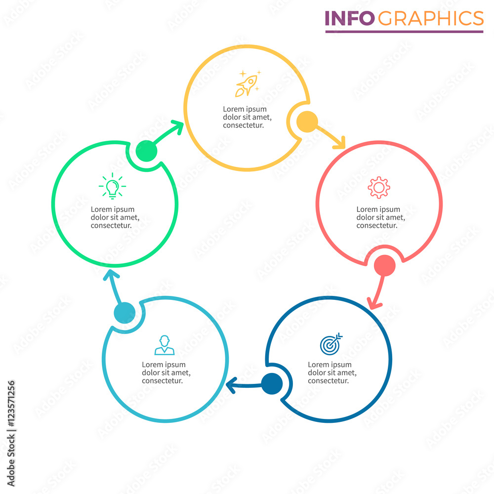 Linear infographics. Chart with 5 steps, options. Stock Vector | Adobe ...
