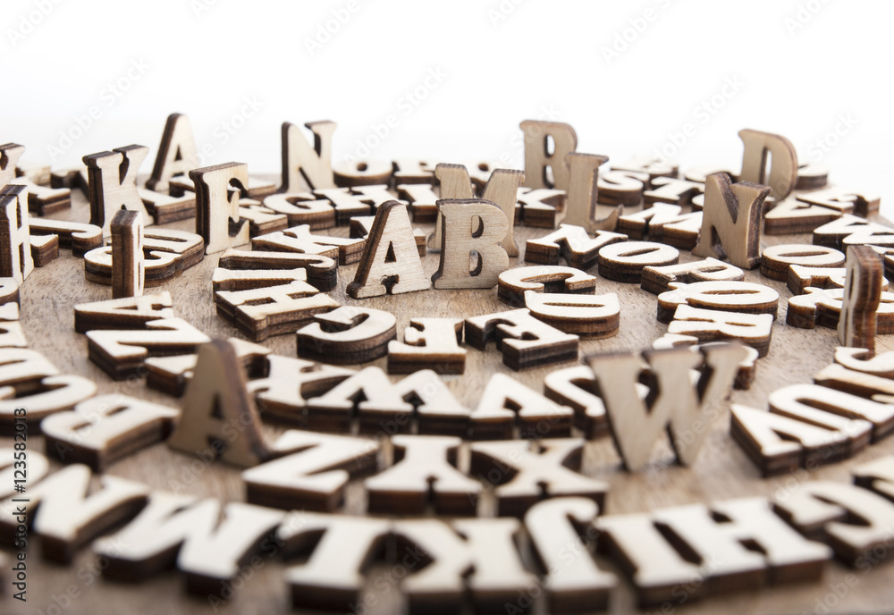 Abstract background with wooden alphabet letters Stock Photo | Adobe Stock