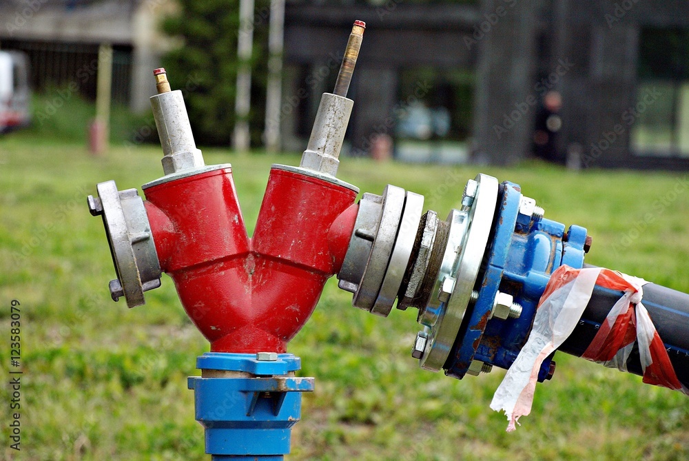 Red fire hydrant, fire plug, fire valve, Fire safety for security ...